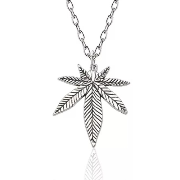 Jewelry | Hemp Leaf Necklace Silver Statement Pot Leaf Chain | Poshmark